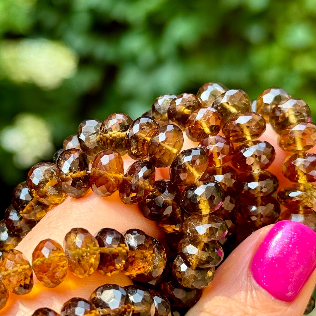 Whiskey Quartz Beads, 9mm Whiskey Quartz Rondelles, 9mm Quartz Rondelle ...