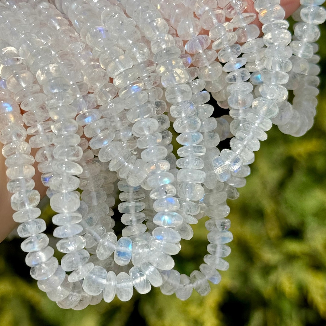 Rainbow Moonstone Rondelles, 4mm 5.5mm Smooth Beads, Graduated Strand ...