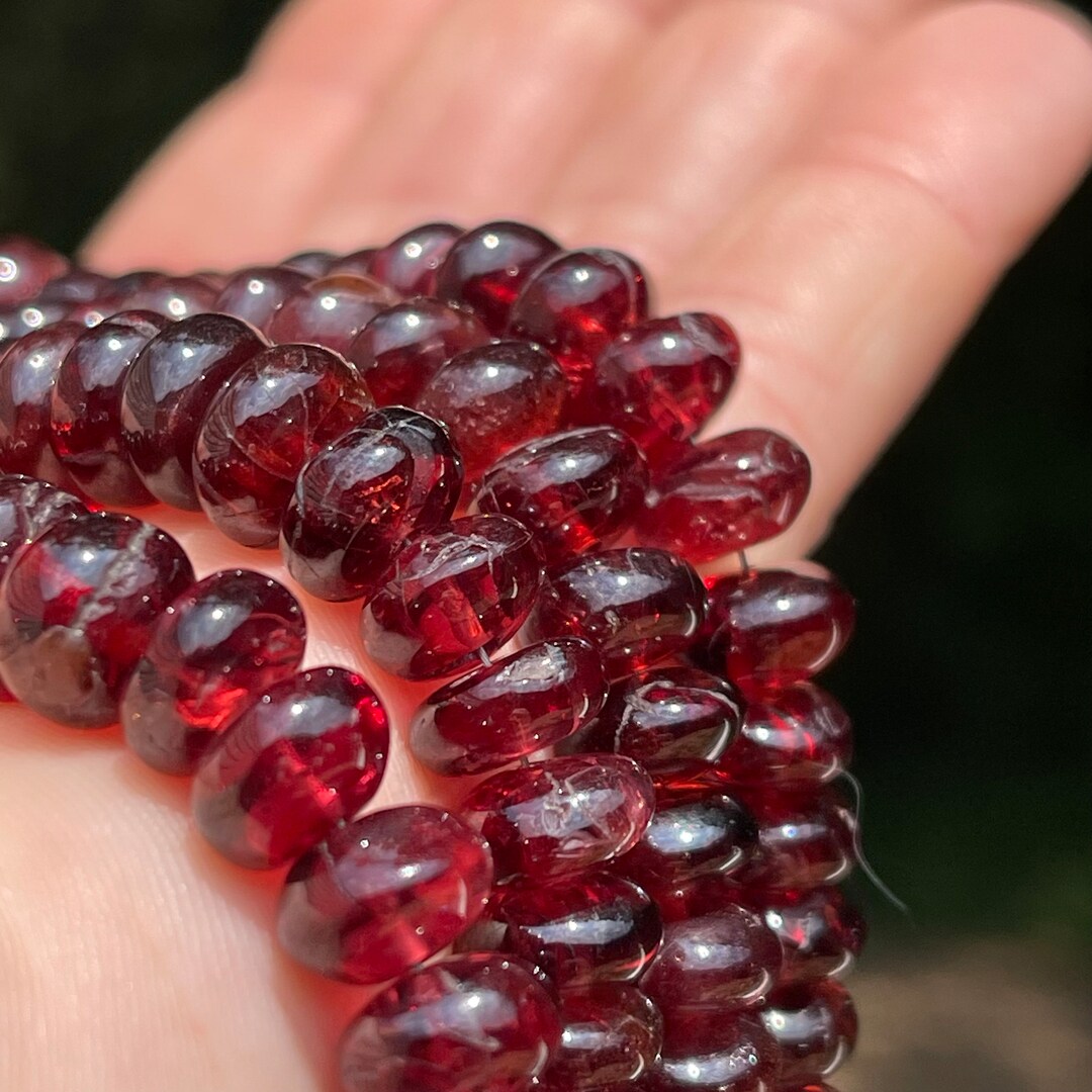 SCRATCH & DENT Garnet Smooth Rondelle Beads, 8mm Plain Red Rondelles ...