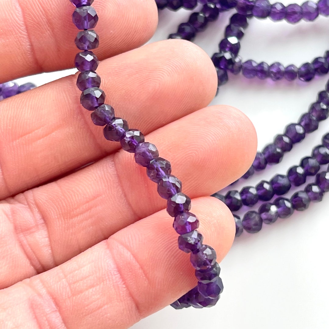 Amethyst 4mm Rondelle, Dark Amethyst Beads, 4mm Amethyst Beads, Purple ...