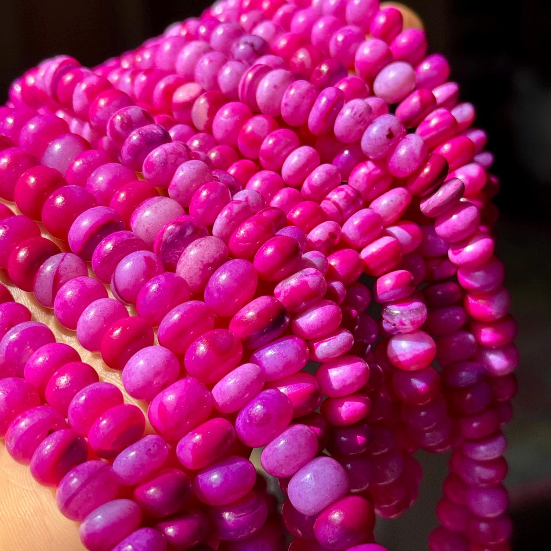 Hot Pink Opal Beads, 9mm to 10mm, Opal Smooth Rondelle, Candy Opal ...