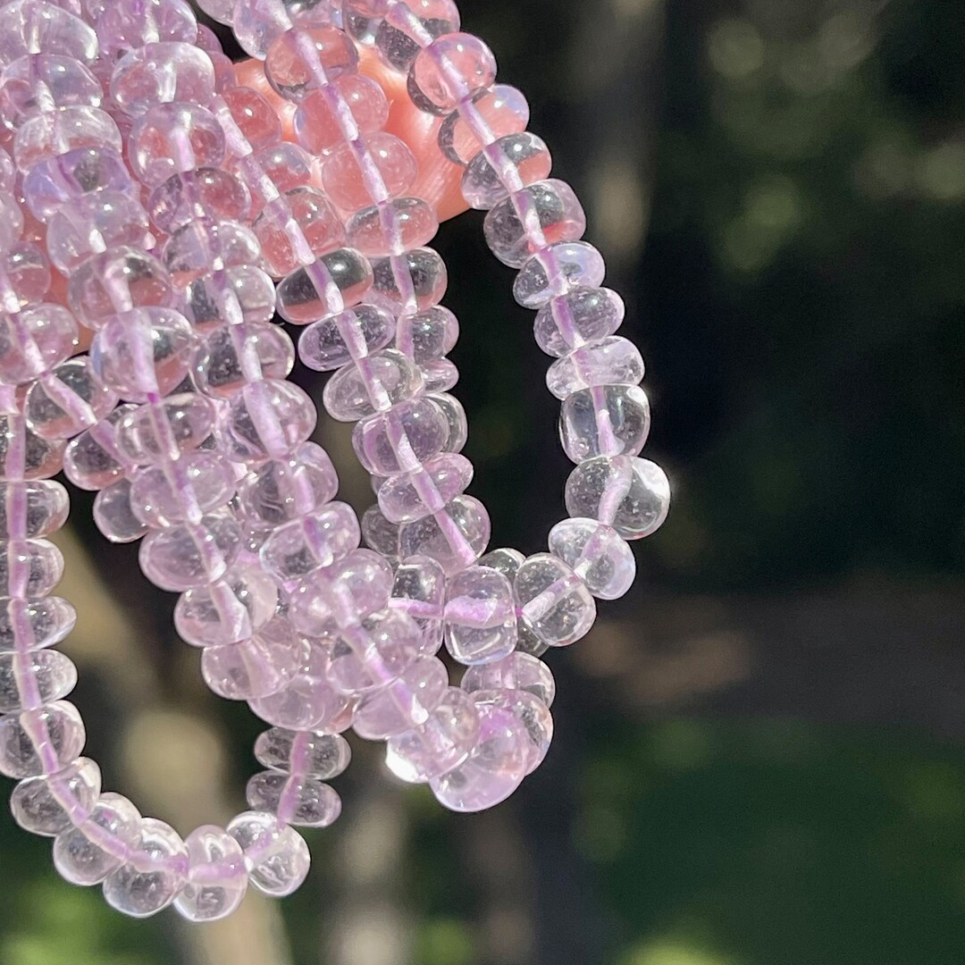 Pink Amethyst Smooth Rondelles, Light or Pastel Purple Amethyst 4mm 6mm ...