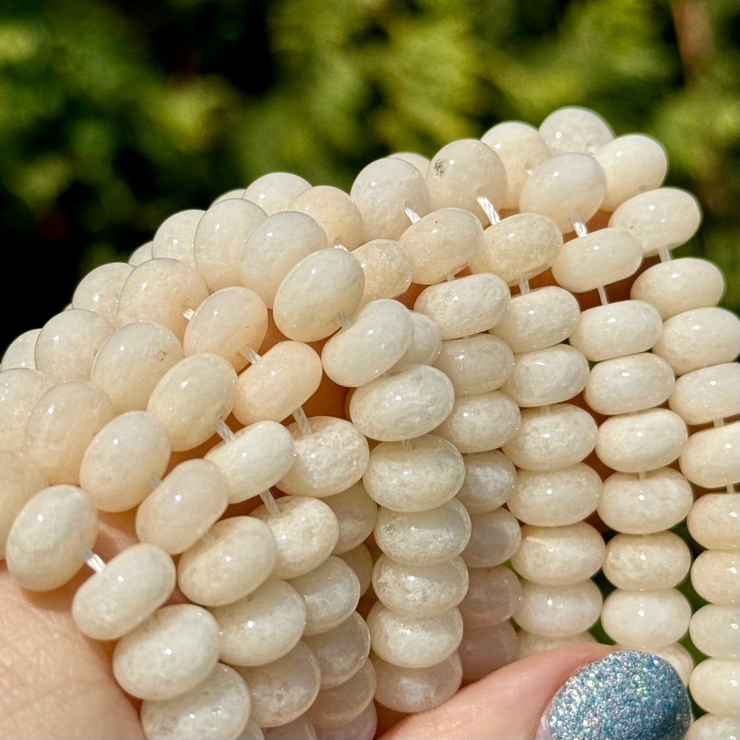 Cream Quartz 8mm Rondelles, Smooth Gemstone Rondelle Beads, off White ...