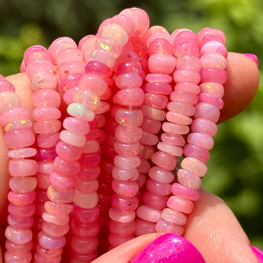 SCRATCH AND DENT, Pink and Cream Ethiopian Opal Rondelles, 3mm - 5mm ...