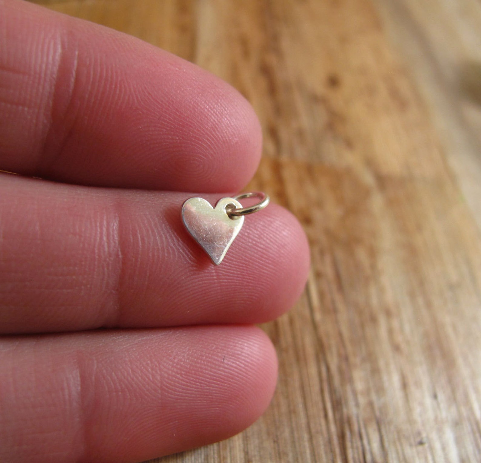 Tiny Heart Charm Silver or Bronze Heart Dangle Sterling - Etsy