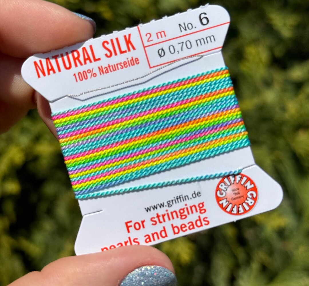 Rainbow GRIFFIN Cord With 'pool Party' Bead Snob™ Dye Job, Multi Color ...