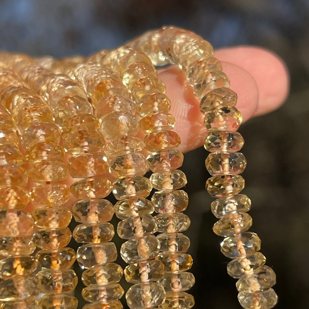 Light Citrine Rondelle Beads, 6mm Pastel Yellow Gemstones, November ...