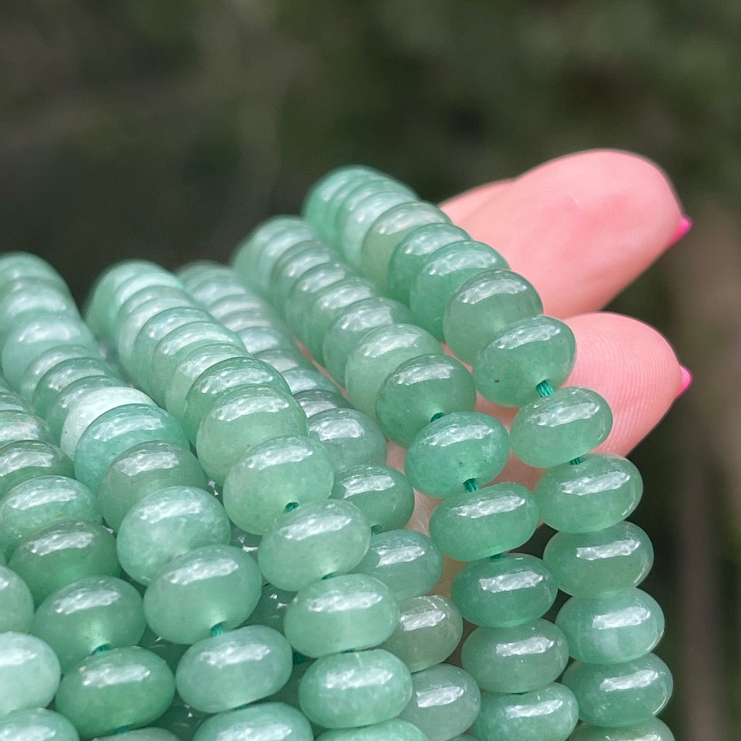 Dark Jade Green Quartz 8mm Smooth Gemstone Rondelles for Size 8 GRIFFIN ...