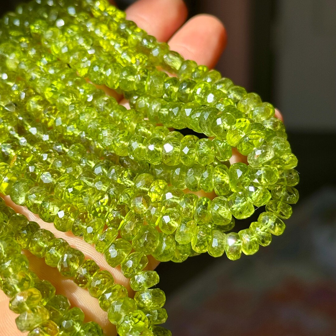 Peridot Rondelle Beads, 5mm to 7mm, Graduated Beads, Peridot Bead ...