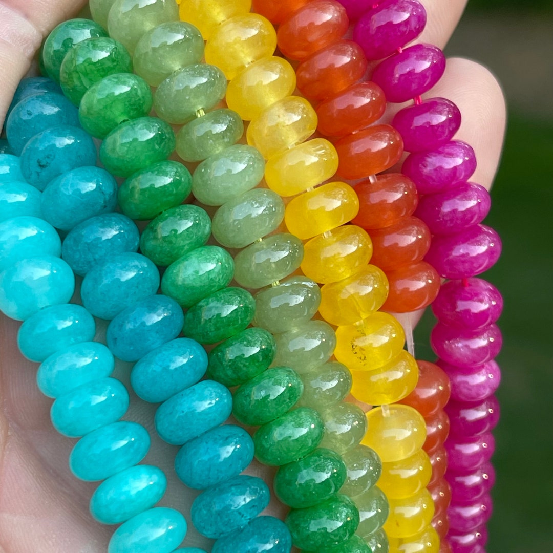Tropical Rainbow 8mm Smooth Gemstone Rondelle to Use With Size 8 ...