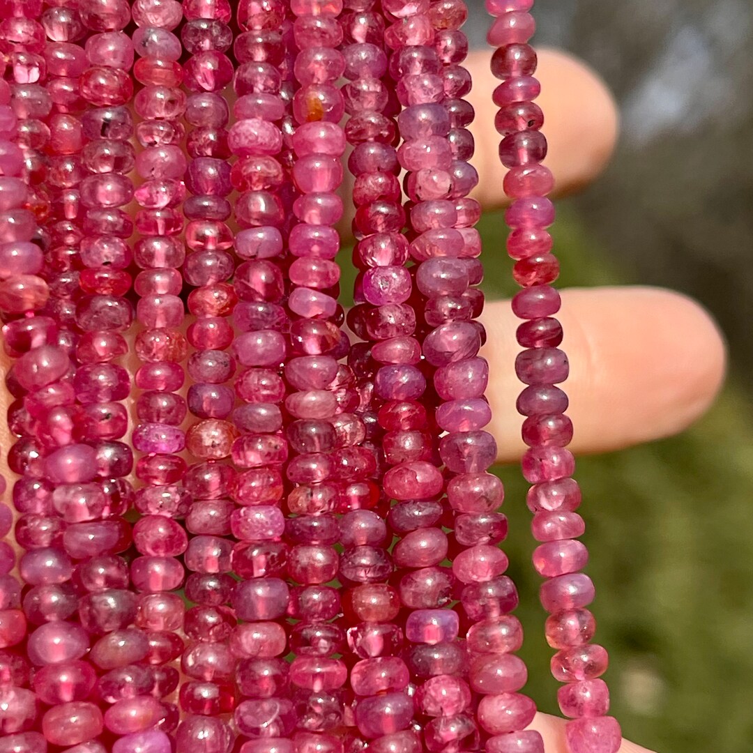 Pink and Red Spinel Beads, 3mm 4.5mm Smooth Rondelles, Opalescent ...