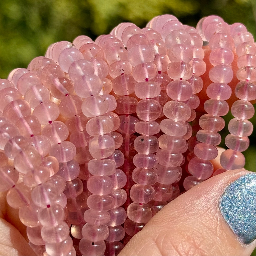 Rose Quartz Rondelle Beads, 3mm to 5mm, Rose Quartz Beads, Pink ...