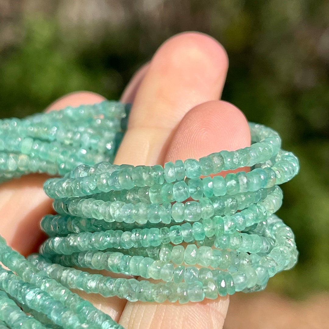 3mm Emerald Beads, Mint Green Emerald Faceted Rondelles, May Birthstone ...