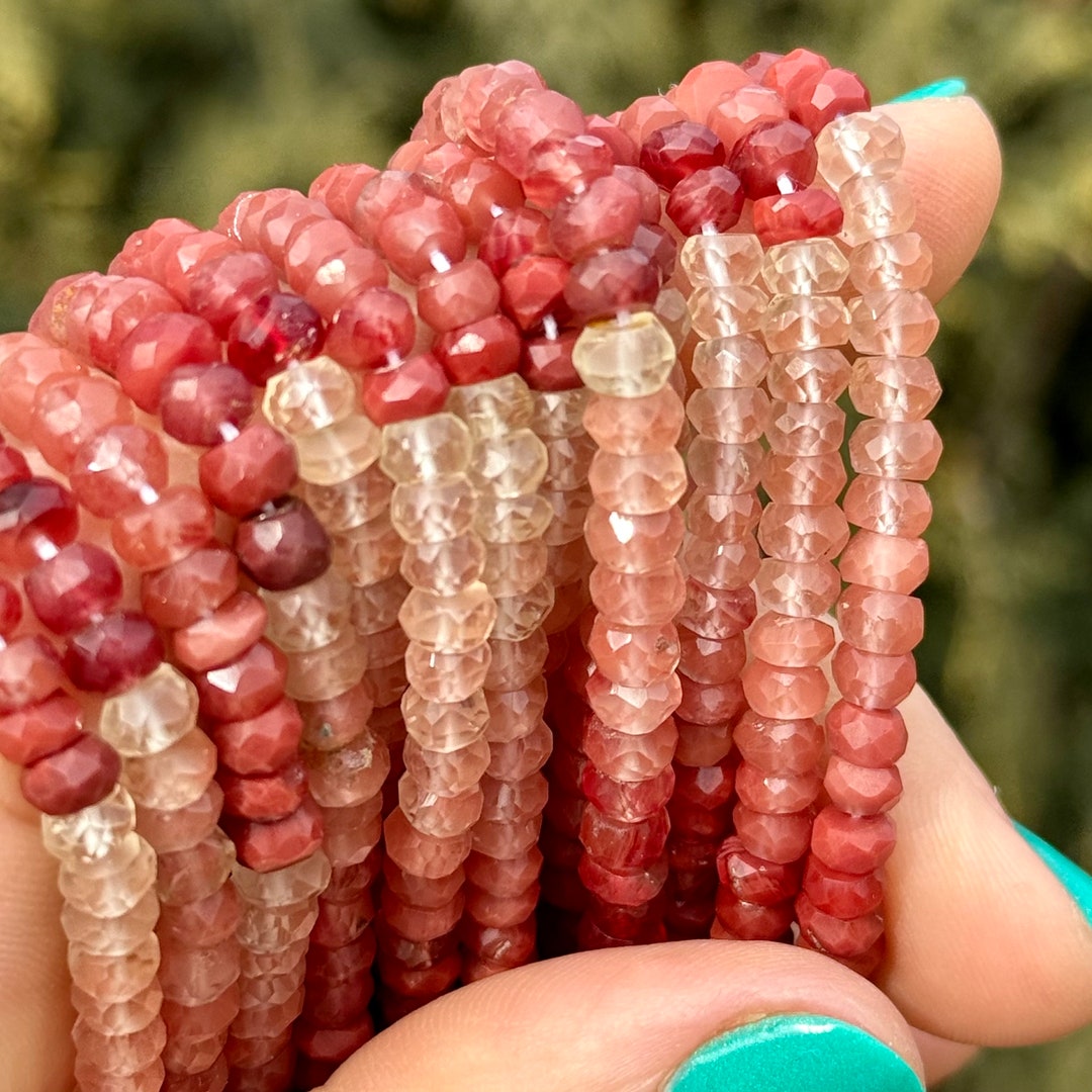 Andesine Labradorite Beads, 5mm Red Sunstone Rondelles, Bi-color ...