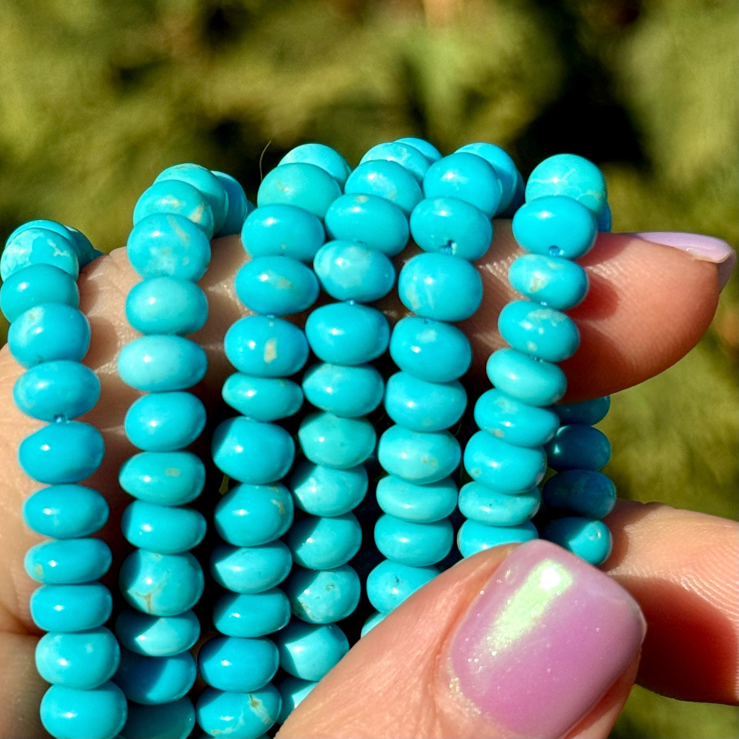 Turquoise Smooth Rondelles, 5mm to 7mm Graduated Beads, Sleeping Beauty ...