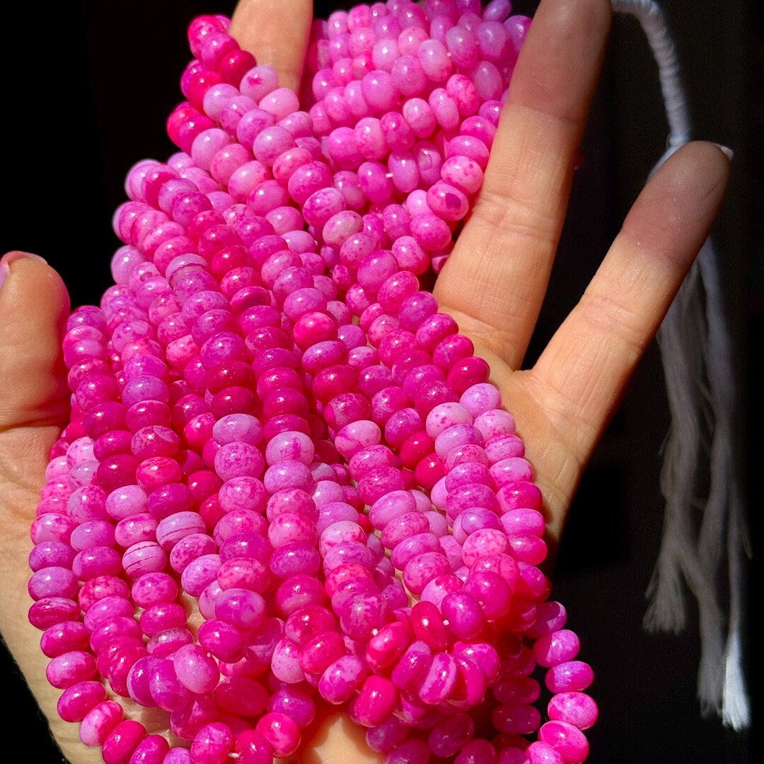 Hot Pink Beads, 7mm to 8mm, Ombre Gemstone Beads, 8mm Rondelles, 8mm ...
