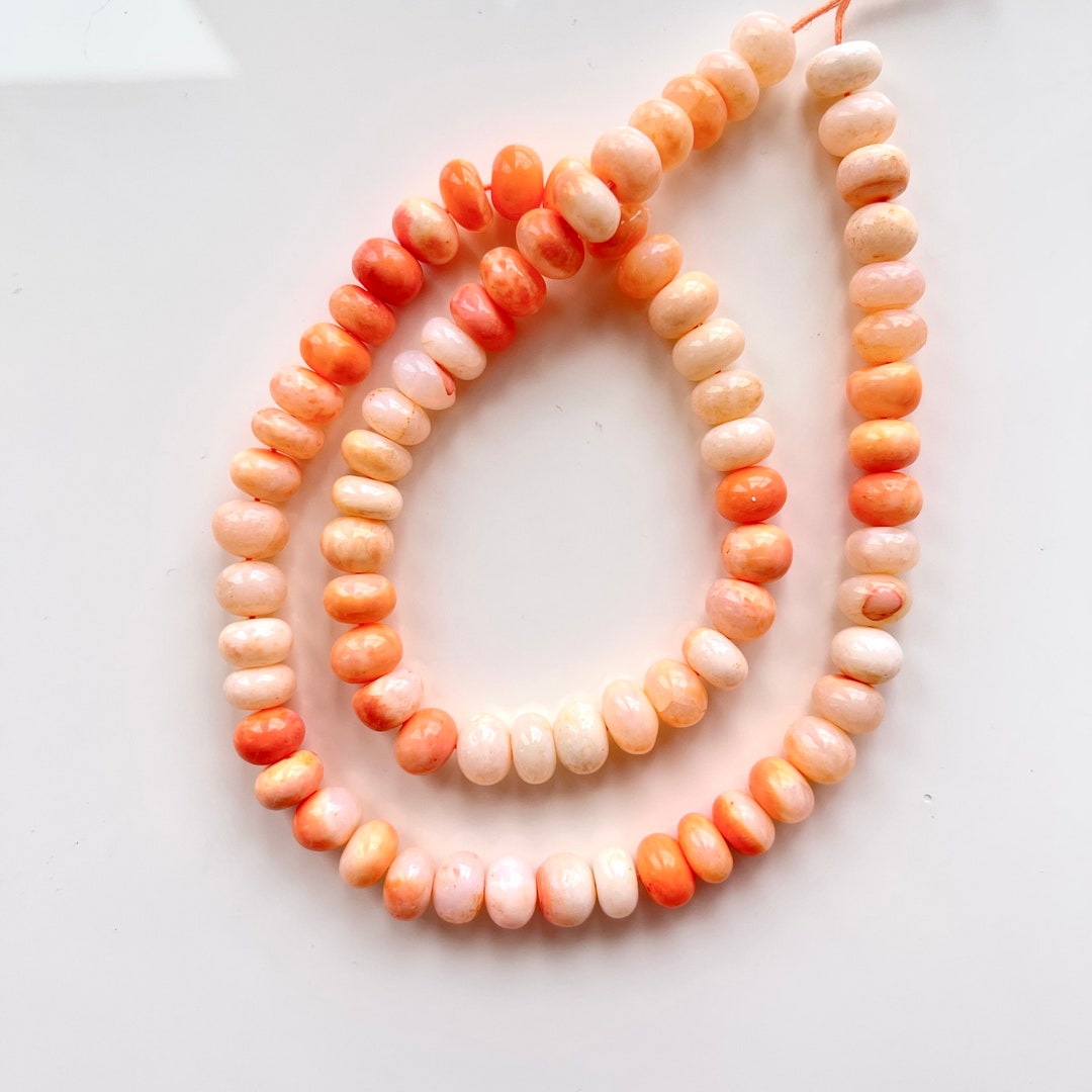 Orange and Peach Opal 8mm Smooth Rondelle Beads, 7mm - 9mm Gemstones ...