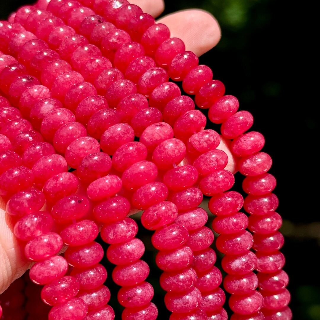Cherry Red Quartz for Size 8 GRIFFIN Cord, 8mm Smooth Rondelles, Beads ...