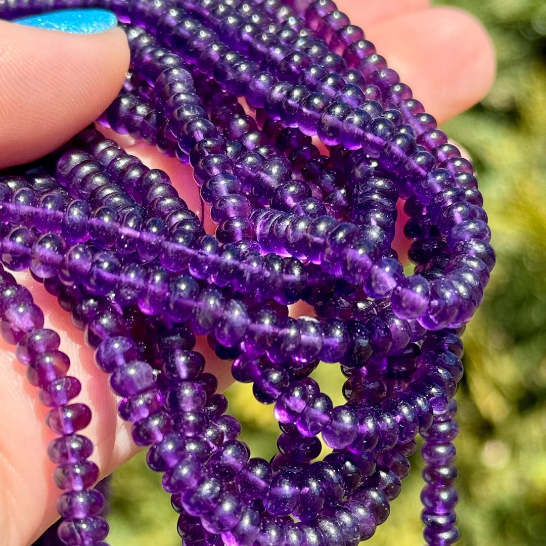 Purple Amethyst Beads, 3mm - 5mm, Graduated Rondelle Strand, Smooth ...
