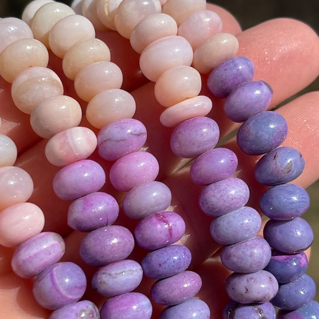 Pastel Pink and Purple Opal 8mm Smooth Rondelles, Pastel 8mm Gemstone ...
