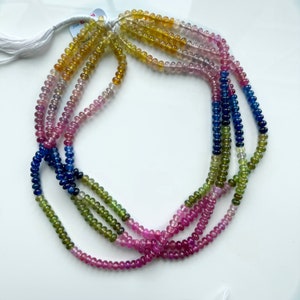 Multi Sapphire Smooth Rondelles, 4mm 6mm Sapphire Beads, Rainbow ...