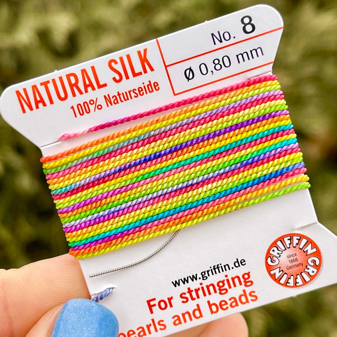 GRIFFIN Silk Cord, "bright and Battered" Bead Snob™ Dye Job™, Rainbow ...