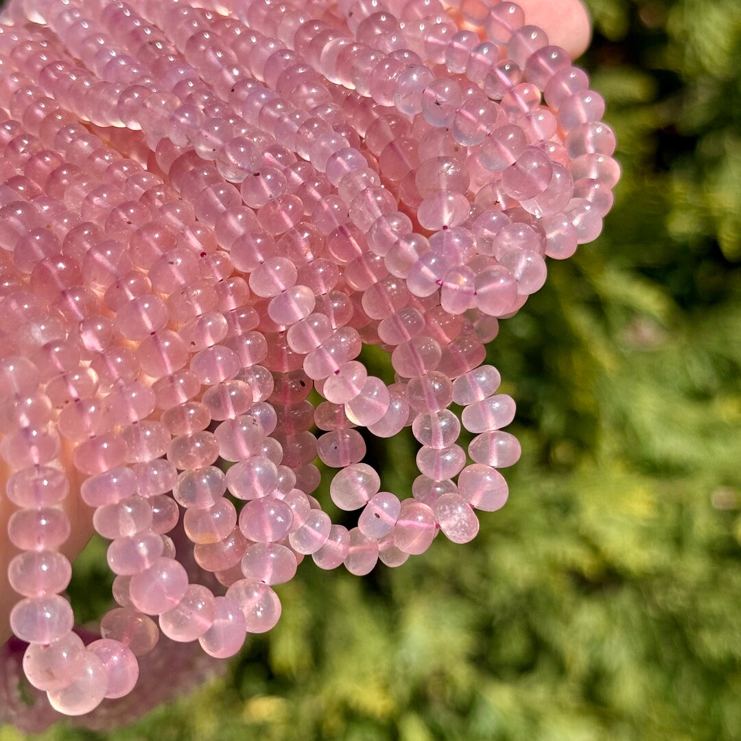 AAA Rose Quartz Rondelles, 3.5mm to 5mm+, Rose Quartz Beads, Pink ...