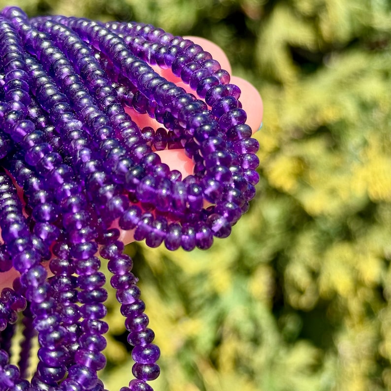 Purple Amethyst Beads, 3mm - 5mm, Graduated Rondelle Strand, Smooth ...