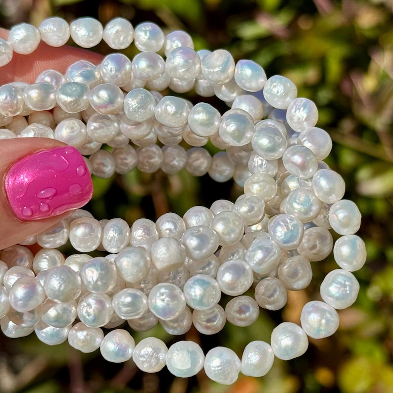 6mm Pearl Beads, 6mm Pearls, 6mm Freshwater Pearls, White Pearl Beads ...