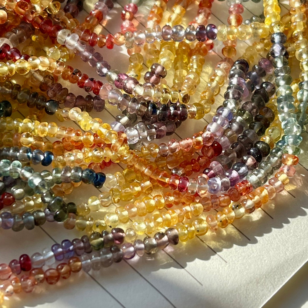 Multi Sapphire 2mm - 3mm Rondelles, Rainbow Gem Beads, Precious ...