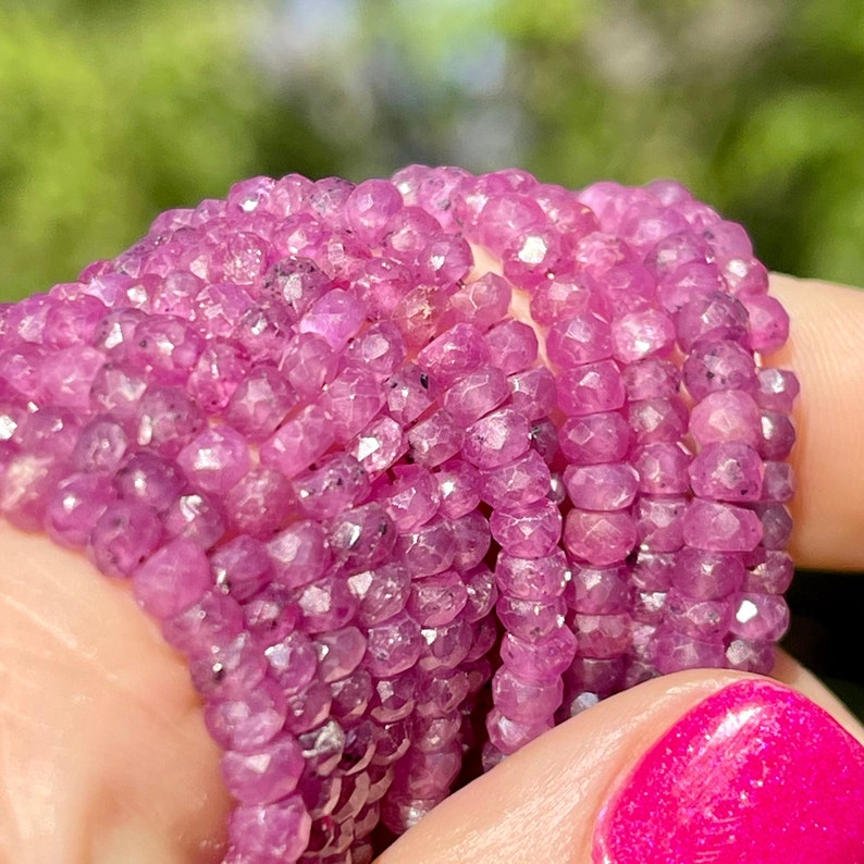 Ruby Rondelles, 3mm to 4mm, Graduated Rondelle Strand, Ruby Rondelle ...