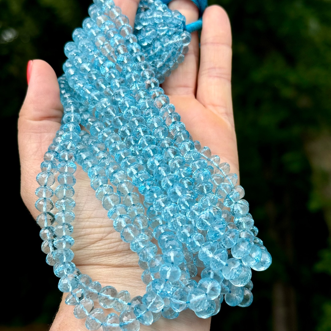 Blue Quartz Beads, 5mm to 8mm, Graduated Beads, Blue Quartz Rondelle ...