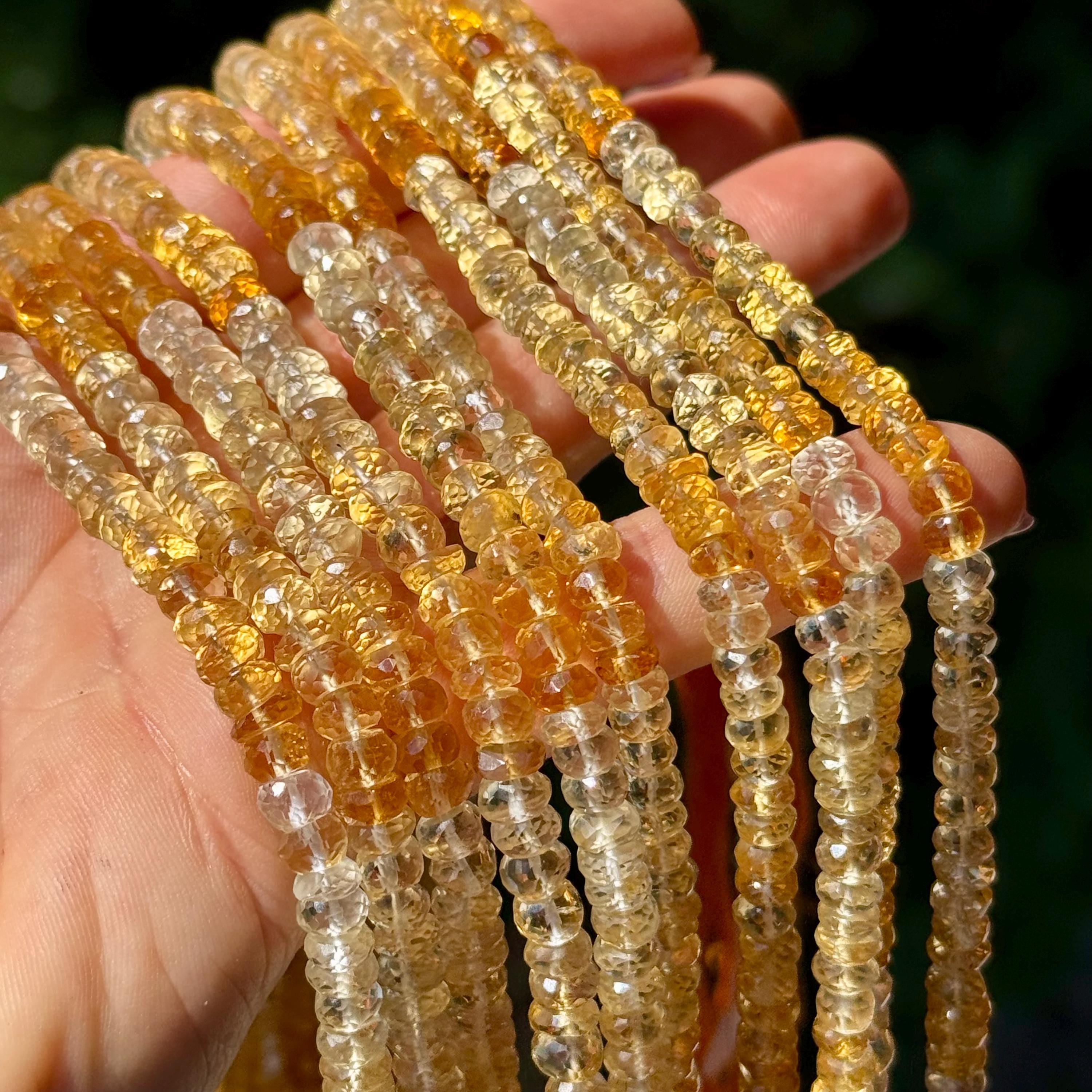 Citrine Beads, 5mm to 6mm, Shaded Citrine Beads, Citrine Rondelles ...