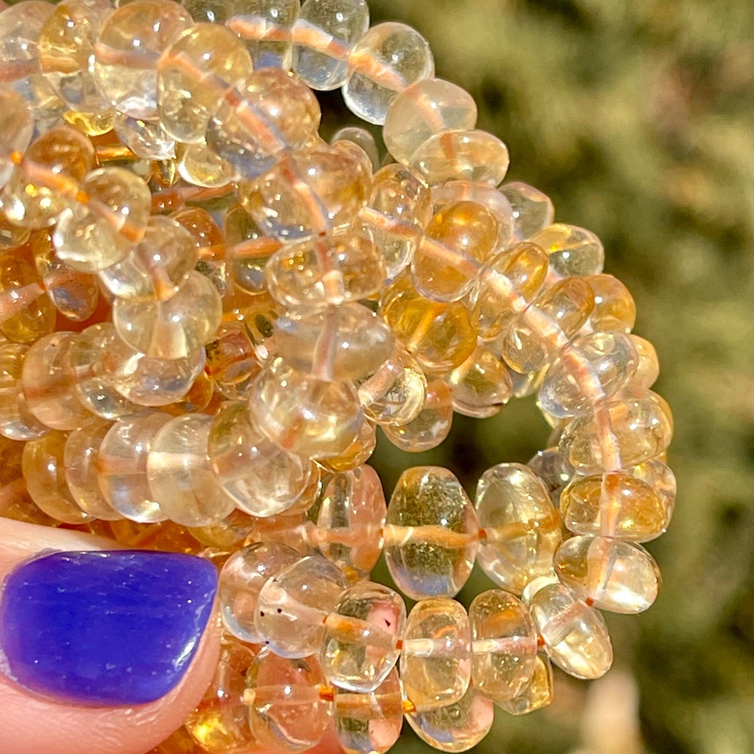 Light Citrine Smooth Rondelles, Citrine Rondelle Beads, Citrine ...