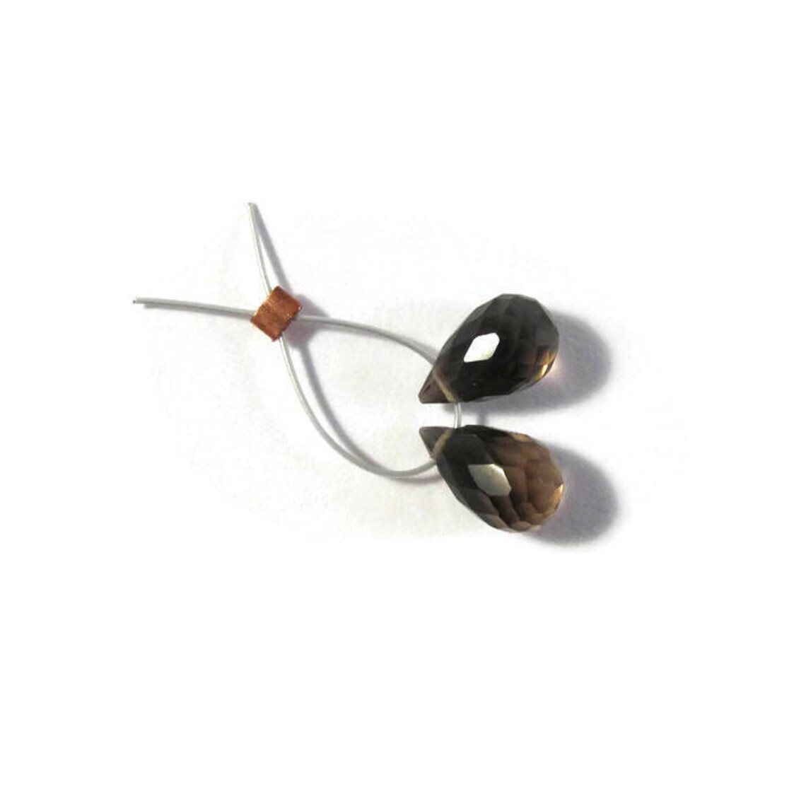 Matched Pair of Smoky Quartz Beads Two Natural Gemstone | Etsy