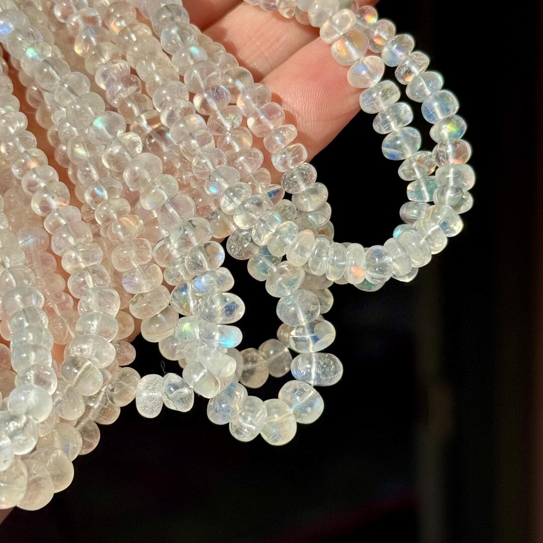 Madagascar Moonstone Beads, 4 to 6.5mm+, Rainbow Moonstone Beads, AAA ...