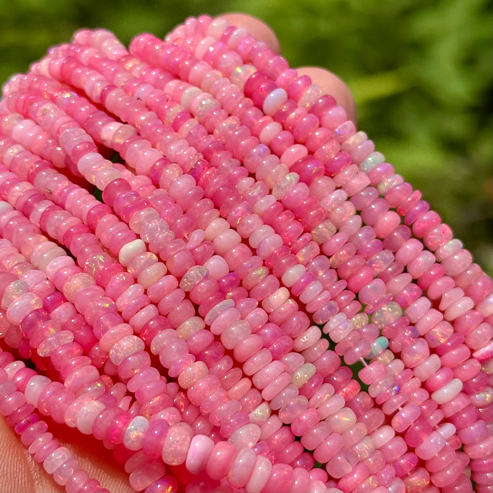 SCRATCH AND DENT, Pink and Cream Ethiopian Opal Rondelles, 3mm - 5mm ...