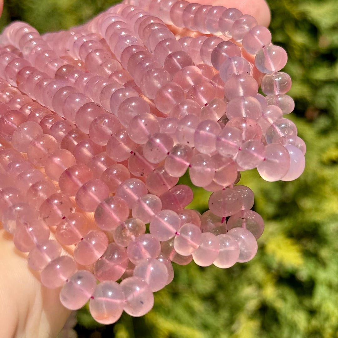 AAA Rose Quartz Rondelles, 6mm to 7mm+, Graduated Gemstone Beads ...