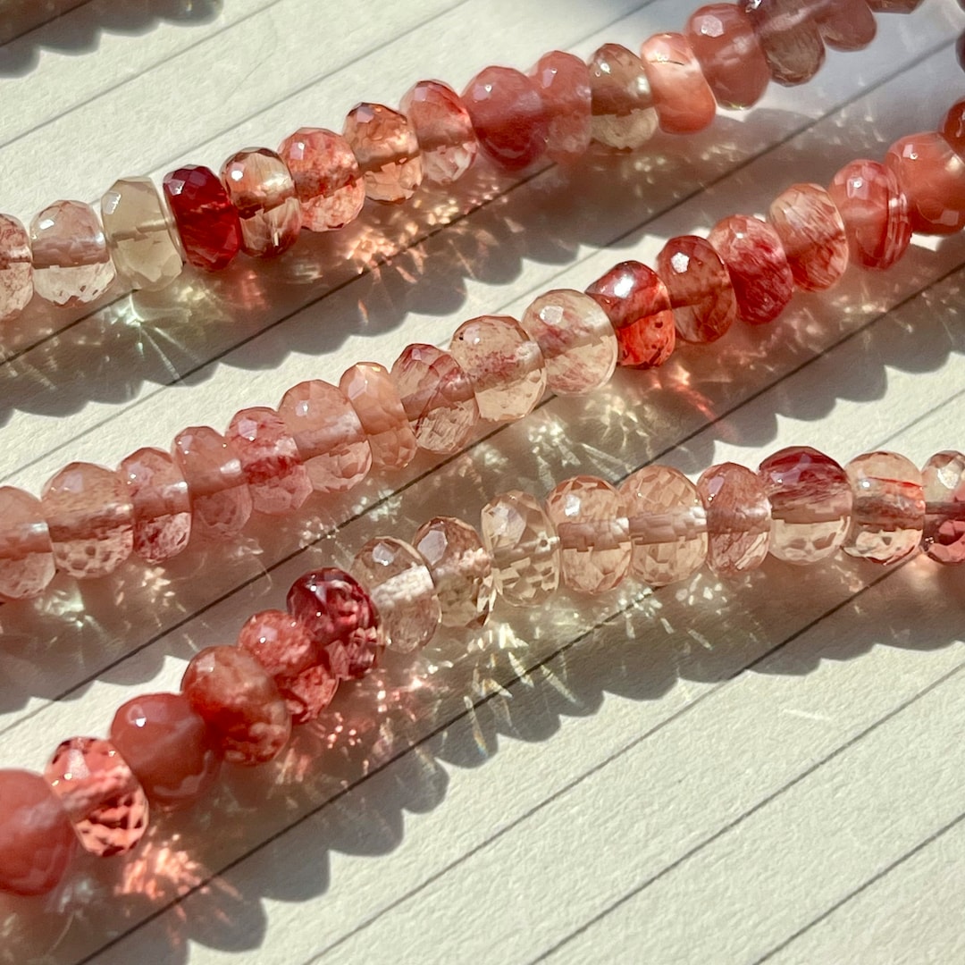 Andesine Labradorite 5mm 6mm Rondelles, AAA Red Sunstone Beads, Bi ...