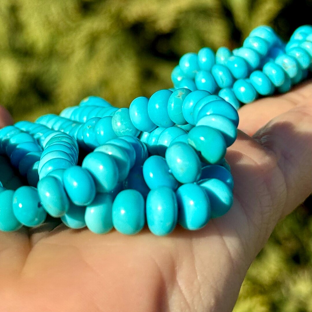 Turquoise Smooth Rondelles, 5mm to 7mm Graduated Beads, Sleeping Beauty ...