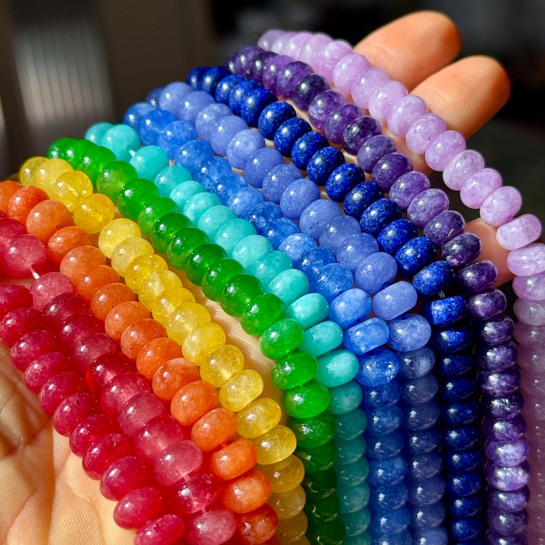Rondelle Beads, Set of 11 Strands, Candy Jade Beads, 8mm Gemstone ...