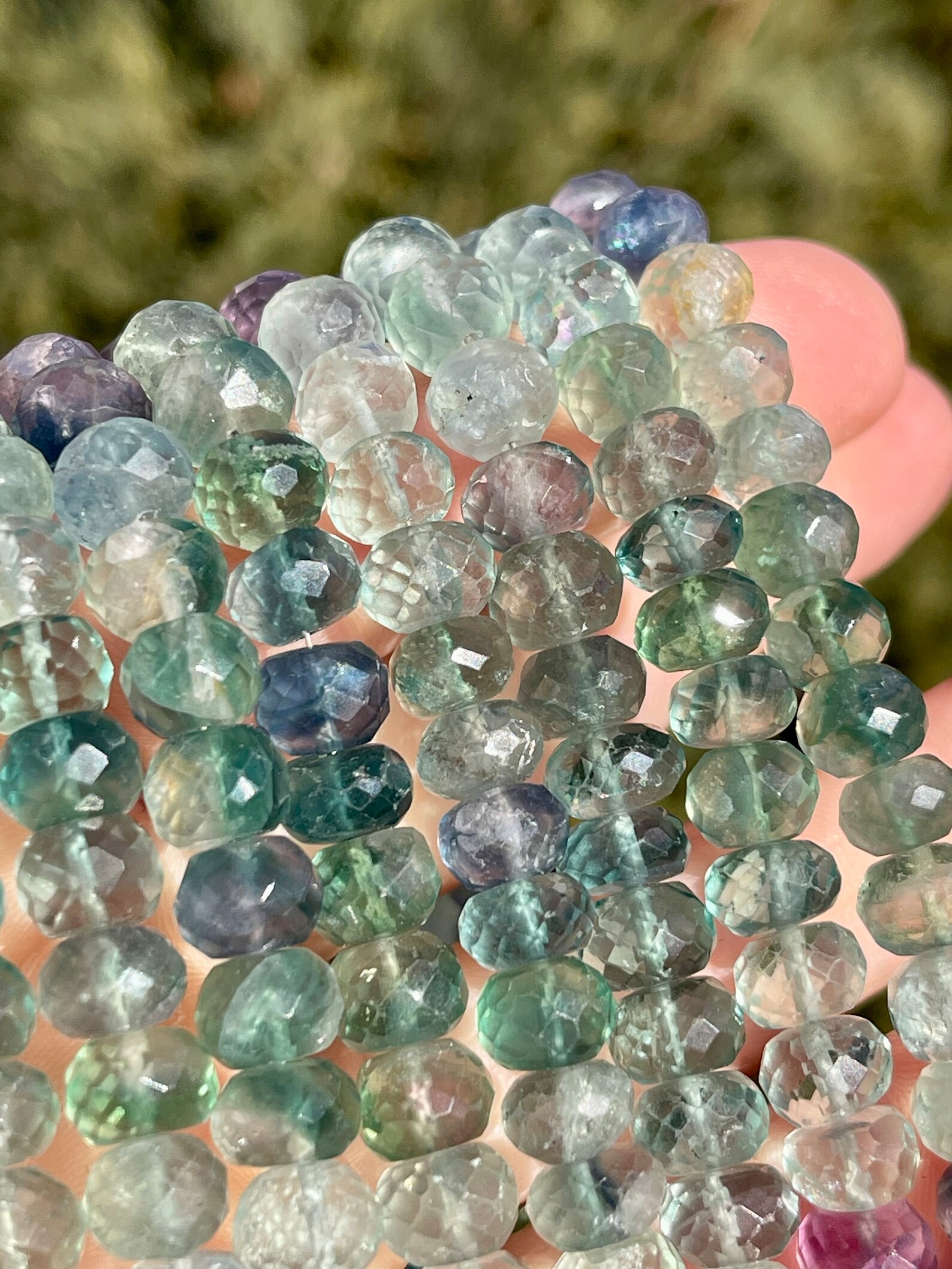 SCRATCH AND DENT Rainbow Fluorite Beads, 7mm - 8mm Faceted Rondelles ...