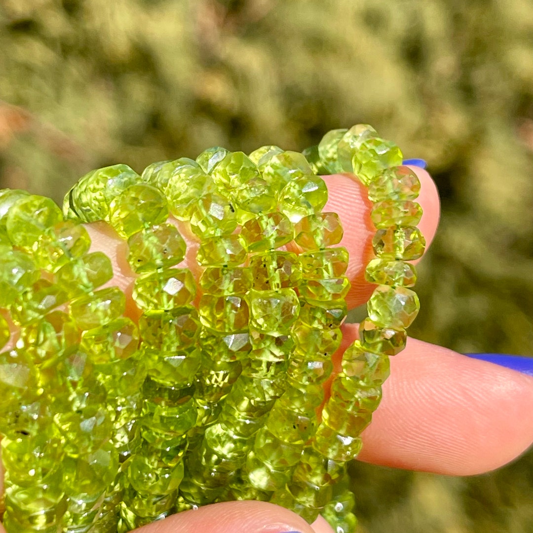 Peridot Rondelle Beads, 5mm to 6mm, 5mm Peridot Rondelles, Peridot 5mm ...
