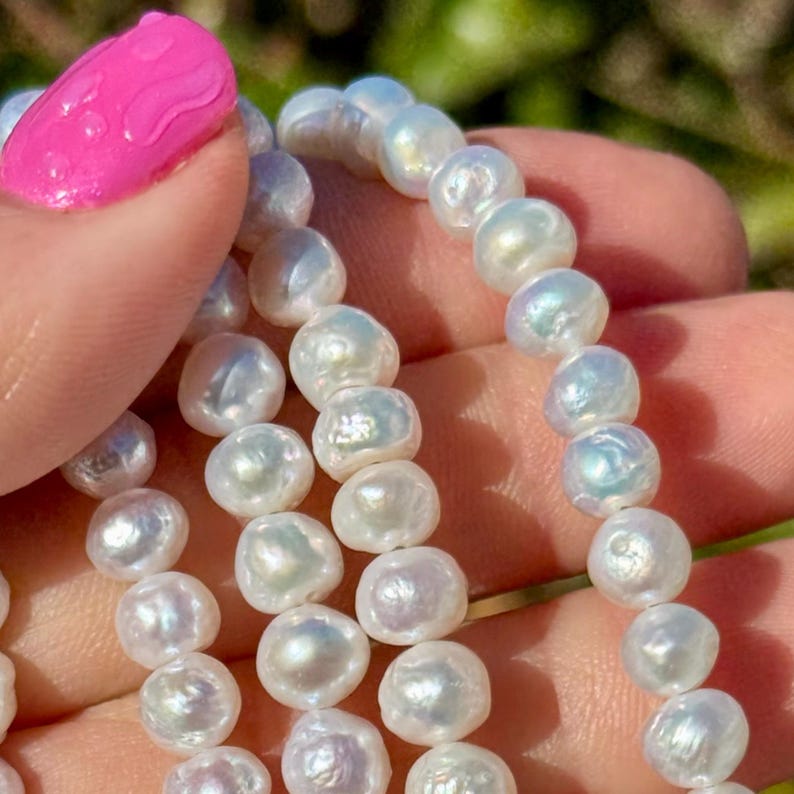 6mm Pearl Beads, 6mm Pearls, 6mm Freshwater Pearls, White Pearl Beads ...