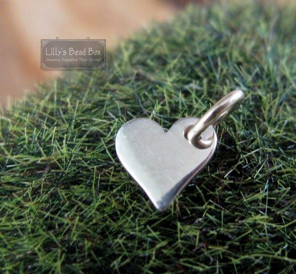 Tiny Heart Charm Silver or Bronze Heart Dangle Sterling - Etsy
