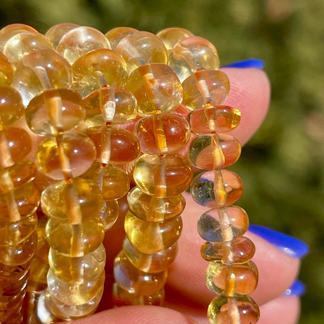 Citrine Rondelles, 6mm - 7mm, 6mm Smooth Citrine Rondelle, 7mm Citrine ...