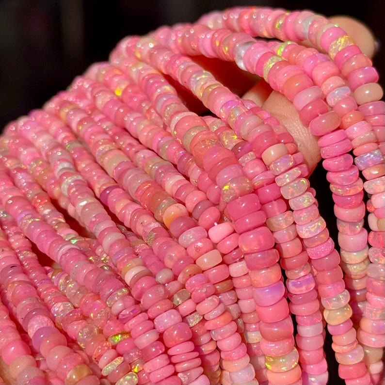 Hot Pink Opal Beads, 3mm to 5mm, 16