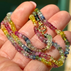 Multi Color Gemstone Necklace, 20 Layering Necklace, Sapphire Jewelry ...