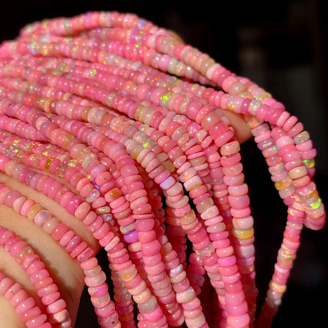 Hot Pink Opal Beads, 3mm to 5mm, 16