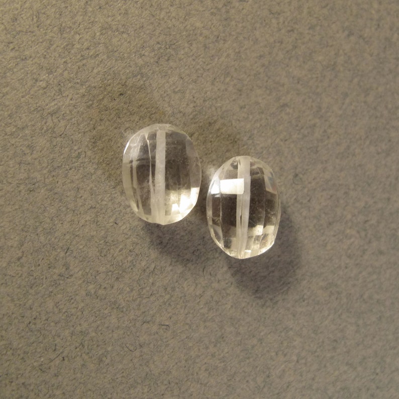 Two Matching Crystal Beads 2 Rock Crystal Faceted Oval | Etsy